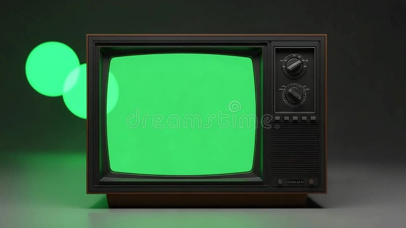 Classic Television Set with a Vibrant Green Screen Ready for Custom ...