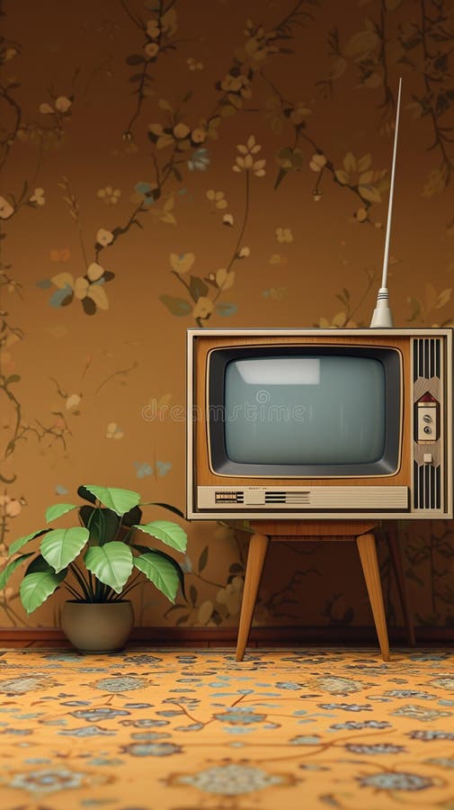 Classic Television in Vintage Design Realistic 3D Rendering Stock ...