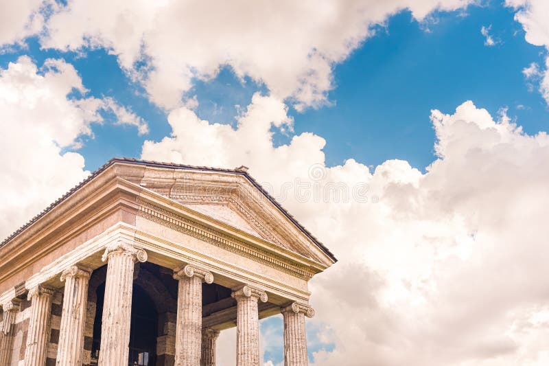 Classic Temple with Sky and Clouds Background for Copy Space Stock ...