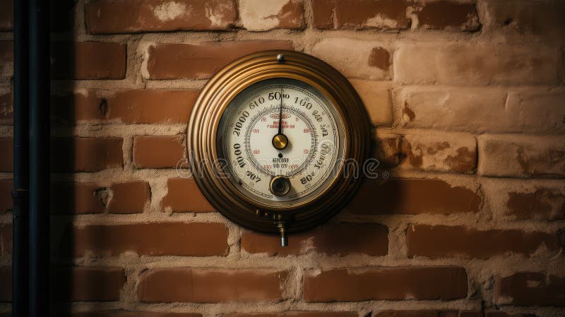 Classic thermostat on wall stock illustration. Illustration of history ...