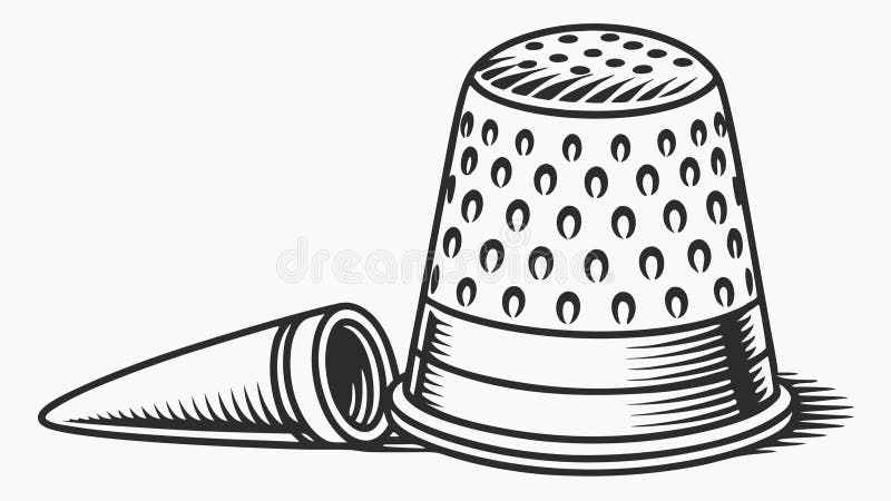 Classic Thimble and Thread Cone, Sewing Tools. Vector Design Generative ...