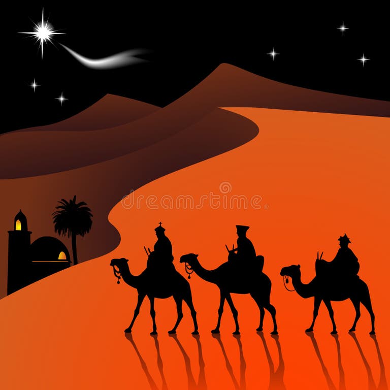 Classic three magi scene stock vector. Illustration of bible - 21655780