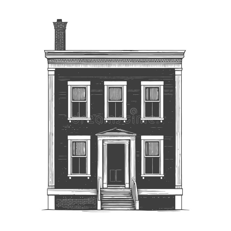 Elegant Victorian House Facade, Hand-Drawn Illustration Stock Vector ...