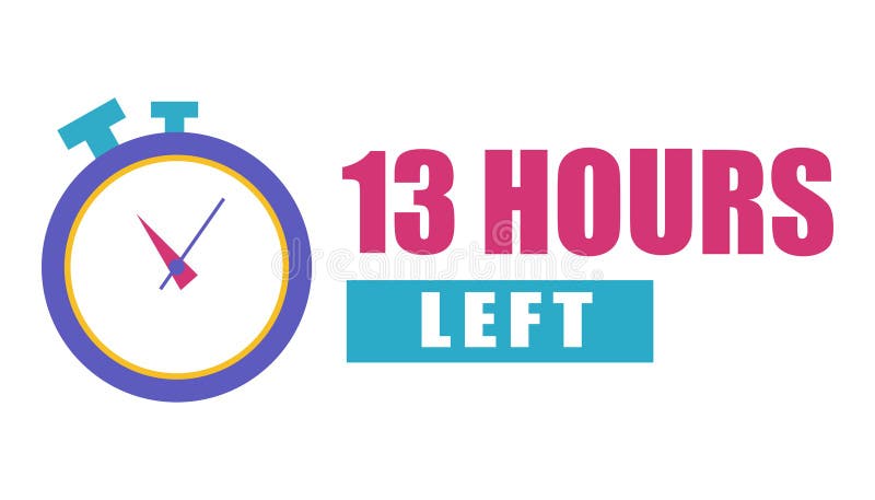 Classic Timer Icon. Bright Thirteen Hours. Countdown Flat Label. Vector ...