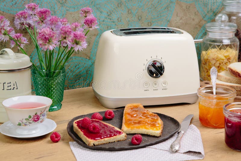 Toaster on kitchen stock image. Image of beije, retro, plate - 463959
