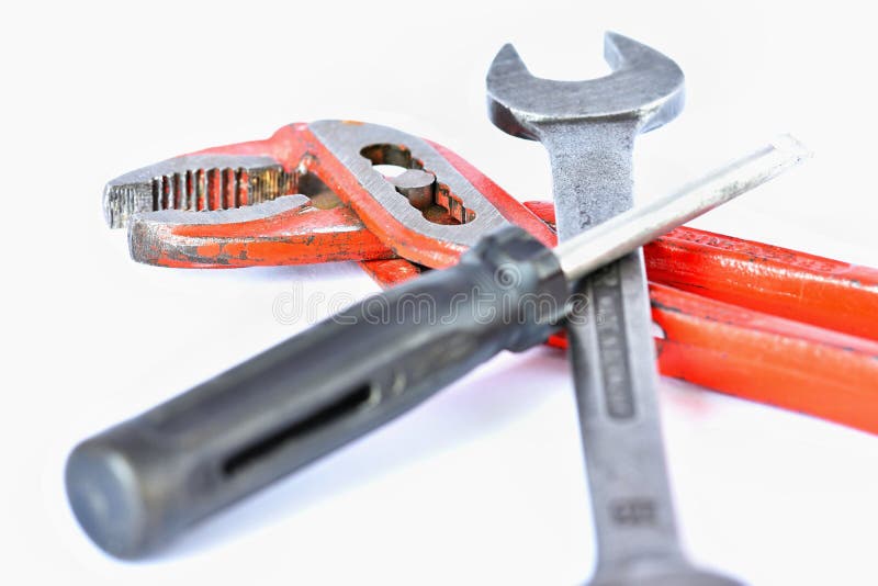 Classic Tools for Routine Repairs. Isolated on a White Background ...