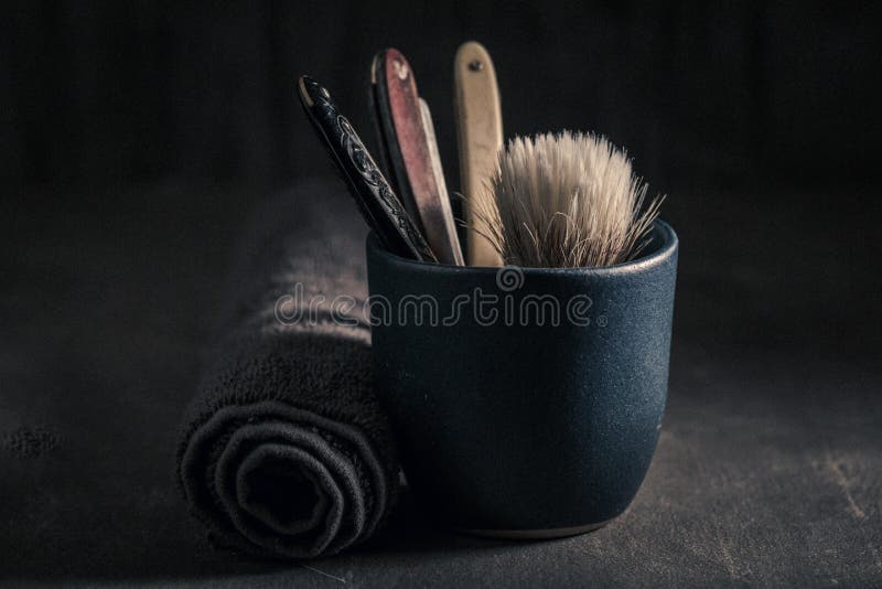 Classic Tools for Shave with Soap, Brush and Old Razor Stock Image ...