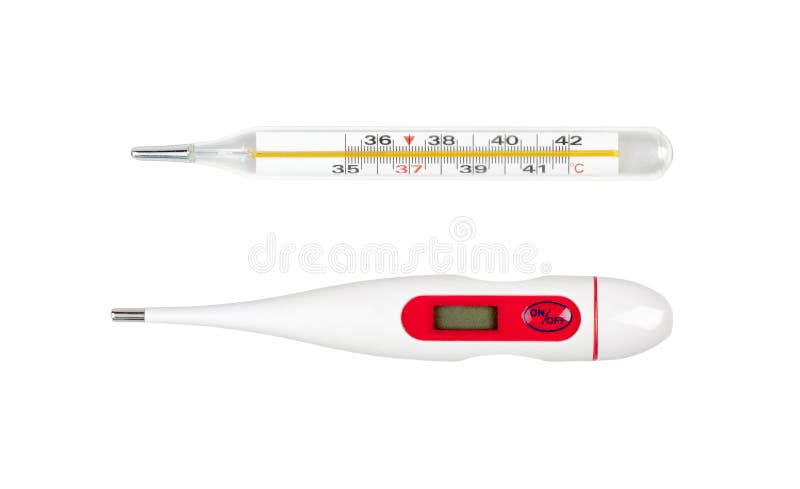 Classic Traditional Old Glass Mercury Thermometer and a Digital ...