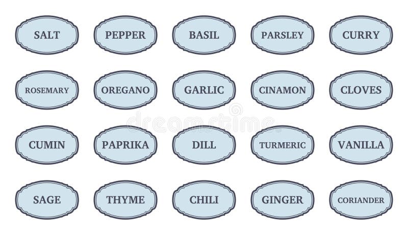 Classic or Traditional Seasoning Spice Blue Label Emblem Collection Set ...