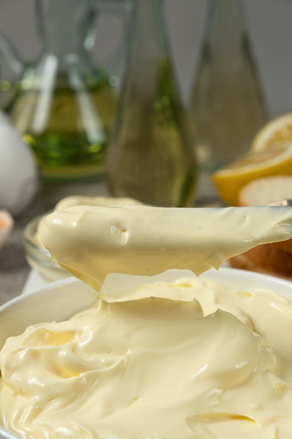 Classic Traditional White Mayonnaise in a Bowl Stock Image - Image of ...