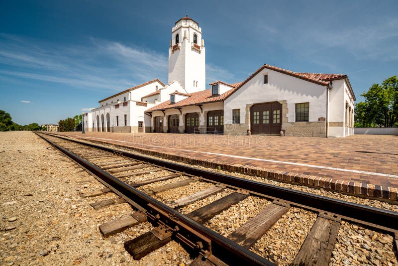 Classic Train Depot and Train Tracks Stock Image - Image of idaho ...