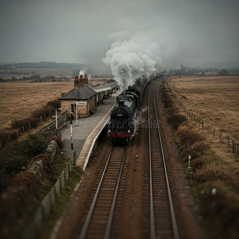 Classic Train Ride through Open Fields Stock Illustration ...