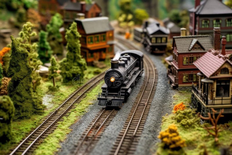 Classic Train Set on an Old-fashioned Track Layout Stock Illustration ...