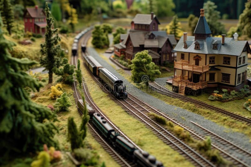 Classic Train Set on an Old-fashioned Track Layout Stock Image - Image ...