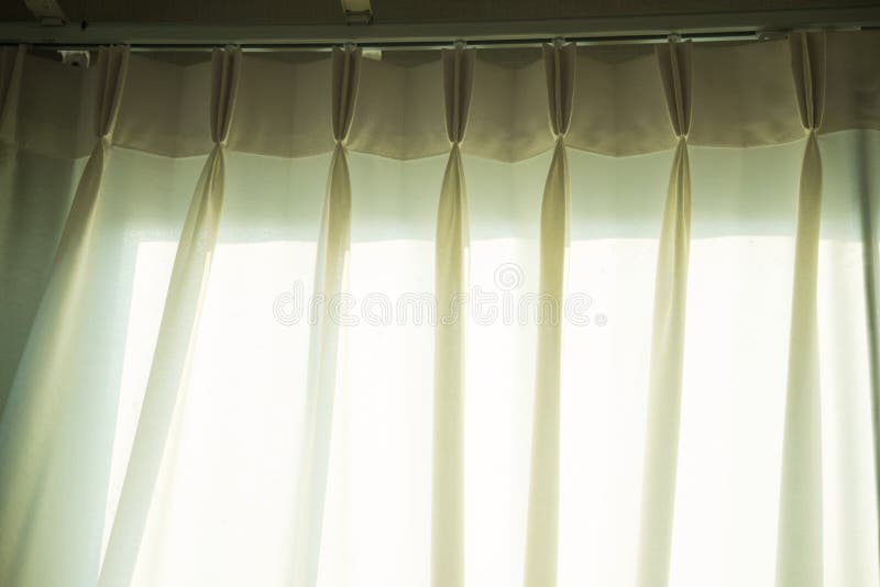 Classic Translucent White Curtain Stock Image - Image of design, home ...