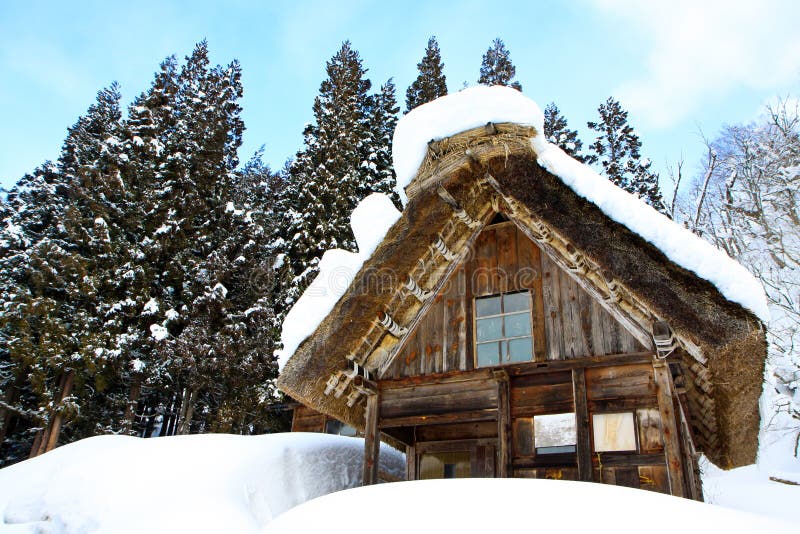 Classic Triangle House Around Snow Mountain Stock Photo - Image of ...