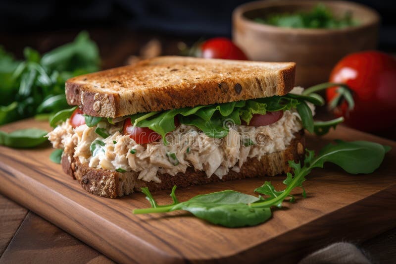 Classic Tuna Salad Sandwich on Toasted Wheat Bread Stock Image - Image ...