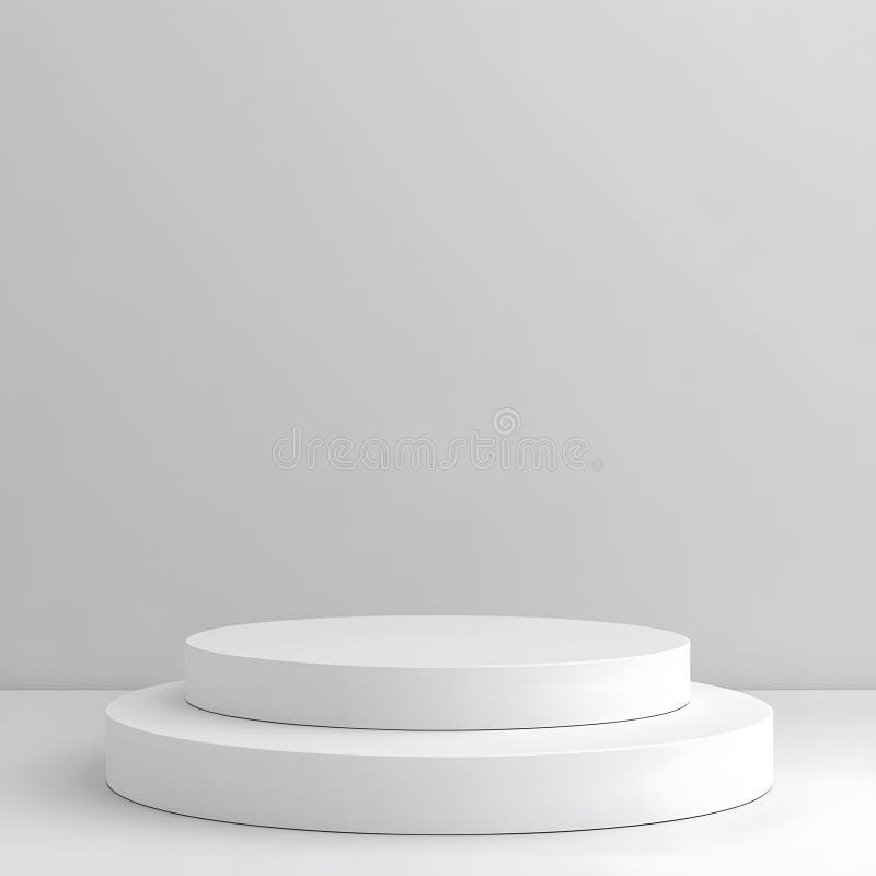 A Classic Two-step White 3D Podium Set Against a White Background ...