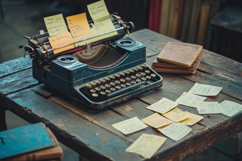 A Vintage Typewriter Sits on a Rustic Wooden Table. it Displays ...