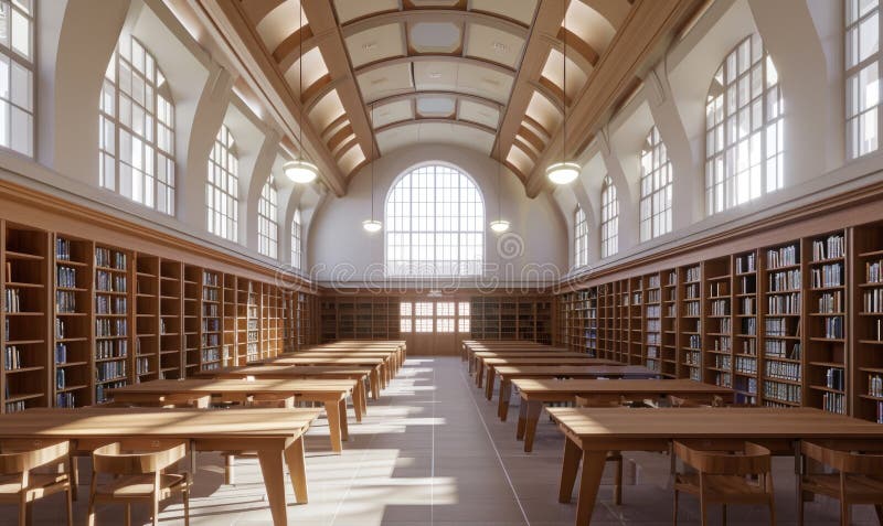 Classic University Library Interior with High Ceilings Stock Image ...