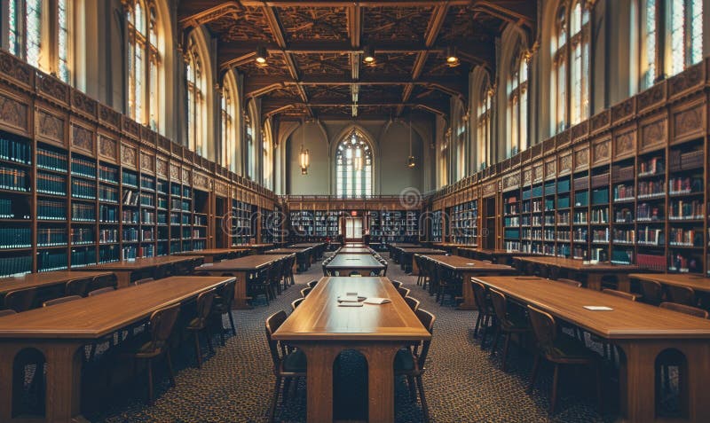 Classic University Library Interior with High Ceilings Stock Image ...