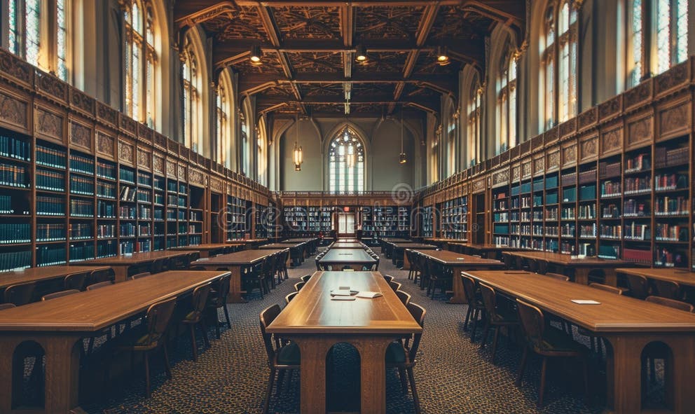 Classic University Library Interior with High Ceilings Stock Image ...