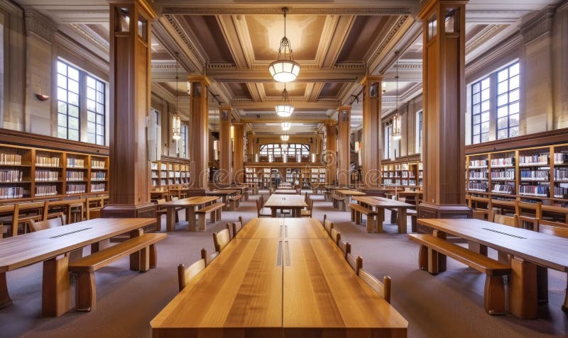 Classic University Library Interior with High Ceilings Stock Photo ...