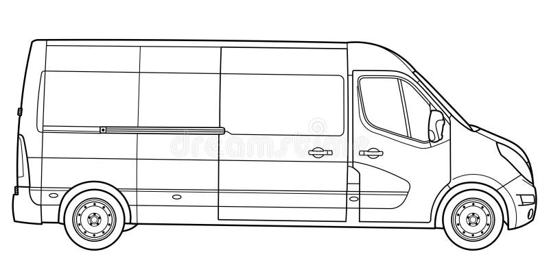 Classic Van Bus Car. Side View Shot Stock Illustration - Illustration ...