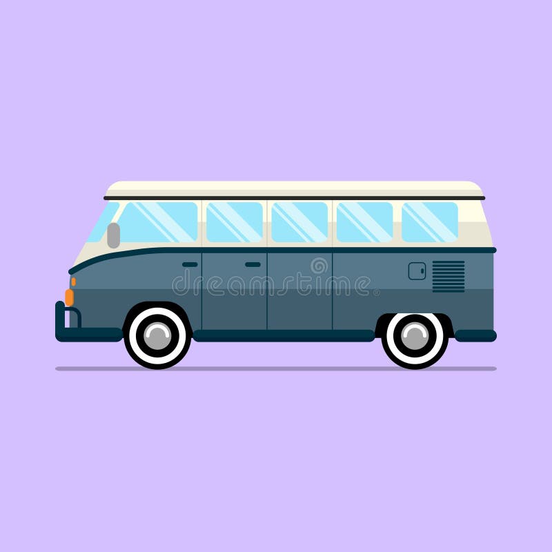 Classic Van Car Vector Icon Illustration Stock Vector - Illustration of ...