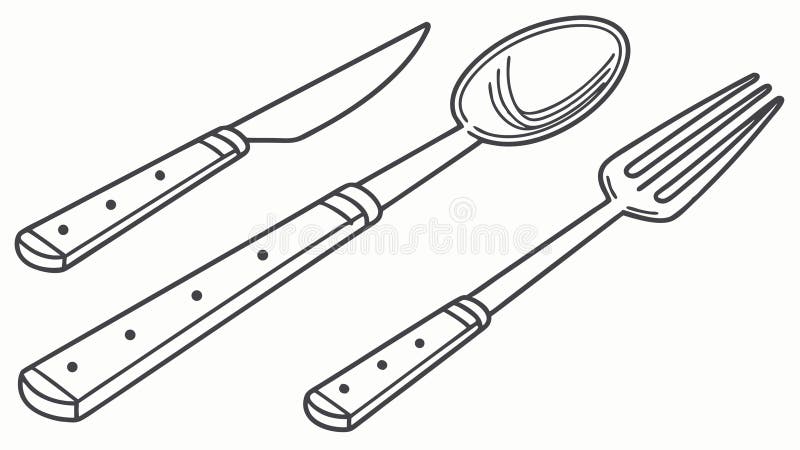 Elegant Silverware Cutlery Set, Dining and Fine Meal Service, Vector ...