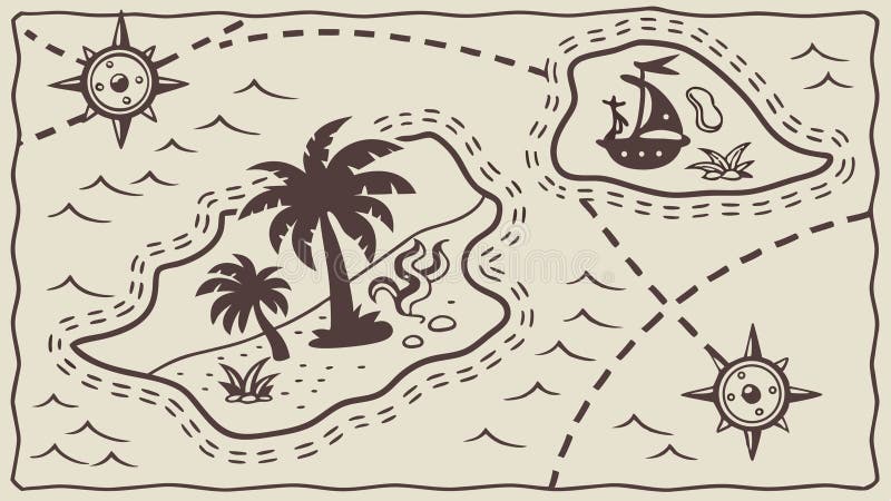 Classic Pirate Treasure Map, Adventure and Discovery, Vector Design ...