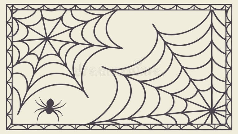 Spider Web with a Small Spider in a Rectangular Frame Design, Vector ...