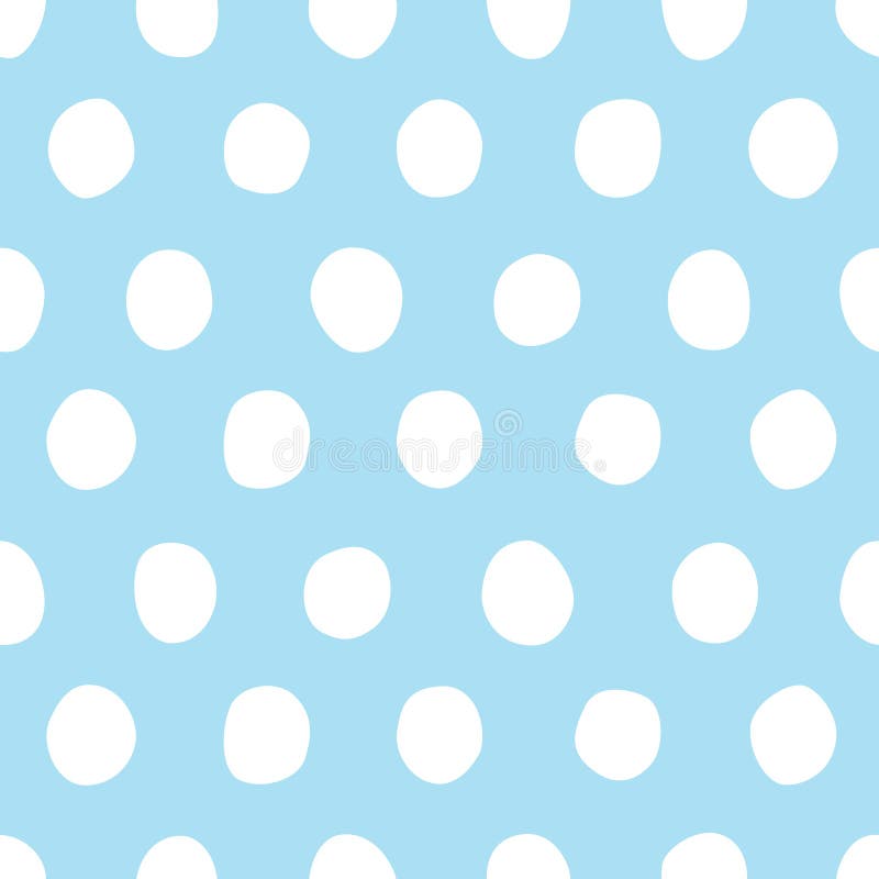 Classic Vector Seamless Pattern With White Hand Drawn Polka Dots On A