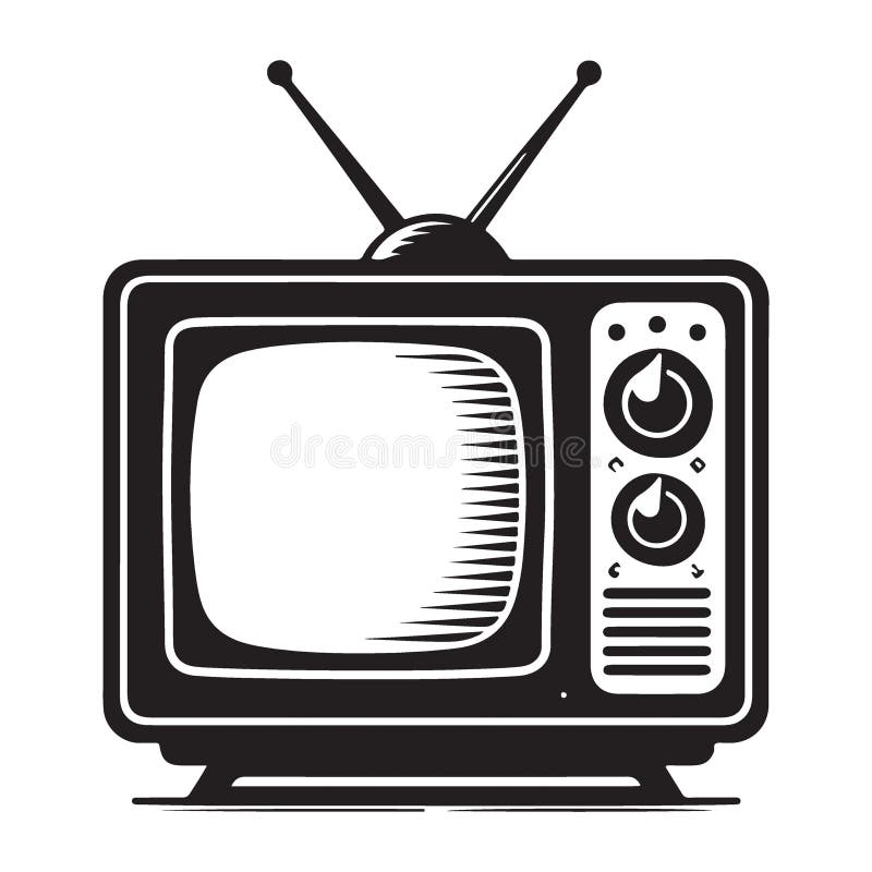 Vintage Television Silhouette Vector Illustration for Classic Design ...