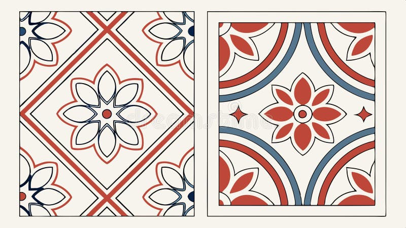 Red and White Tile Pattern, Classic Floor Design Vector Design ...