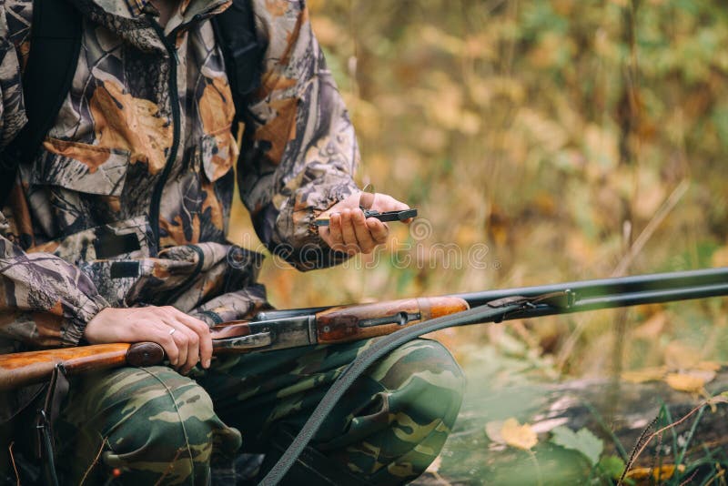 Classic Vertical Double-barreled Hunting Rifle Isolate on a White Back ...