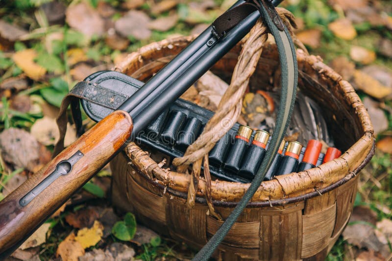 Classic Vertical Double-barreled Hunting Rifle Isolate on a White Back ...