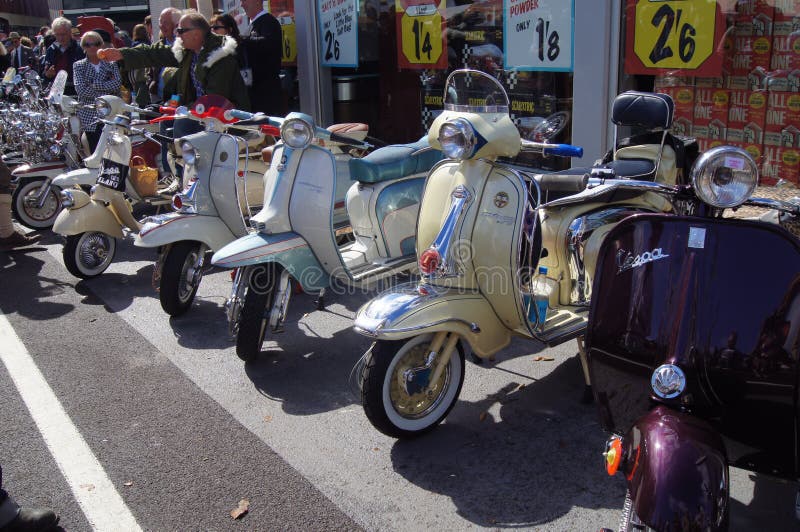 Classic Vespa and Lambretta Scooters Editorial Photo - Image of britain ...