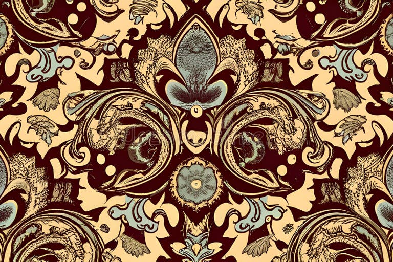 A Classic Victorian Wallpaper Pattern Stock Illustration - Illustration of ornate, damask: 312430610