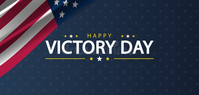 Classic Victory Day Design with Waving Flag on Navy Background Stock ...
