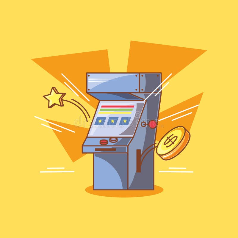 Classic Video Game Console of Coins and Hammer Power Stock Illustration ...