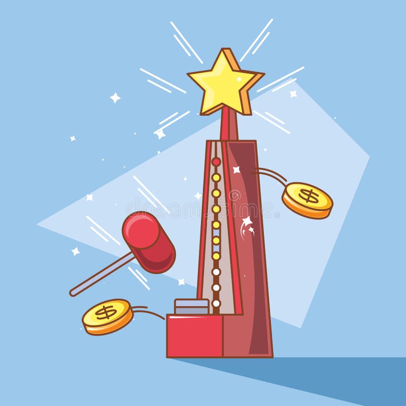 Classic Video Game Console of Coins and Hammer Power Stock Illustration ... Classic Video Game Console of Coins and Hammer Power Stock Illustration ...