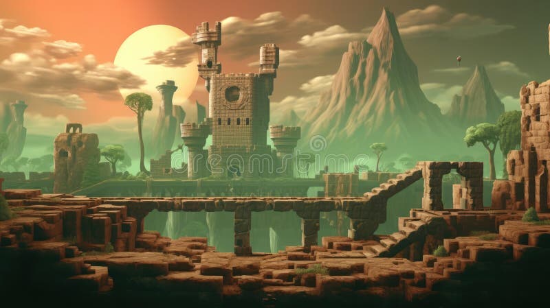 Classic Video Game Location Stock Illustration - Illustration of ...