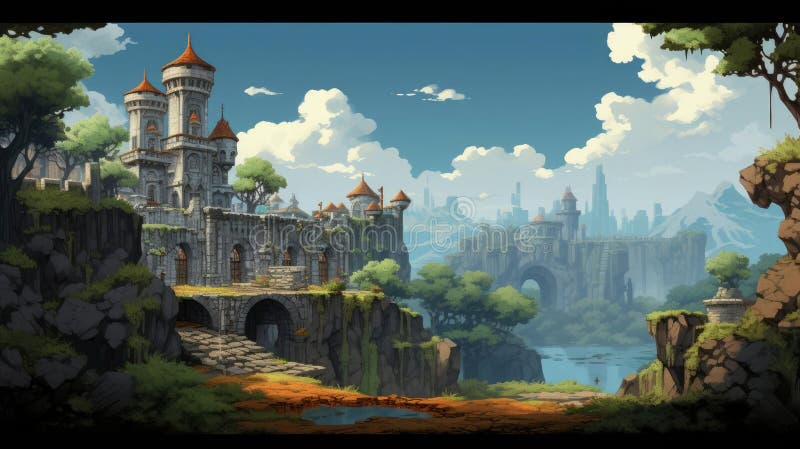 Classic Video Game Location Stock Illustration - Illustration of ...