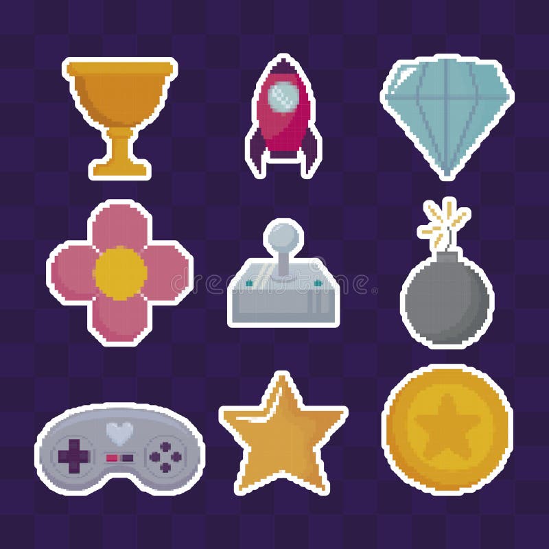 Classic Video Game Set Icons Stock Vector - Illustration of lifestyle ...