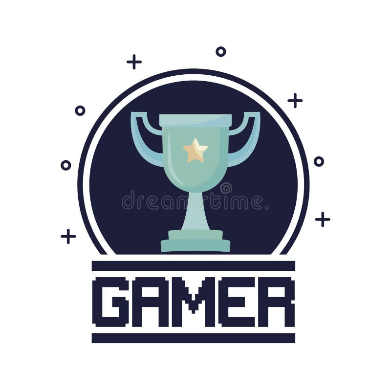 Classic video game trophy stock vector. Illustration of funny - 140165627