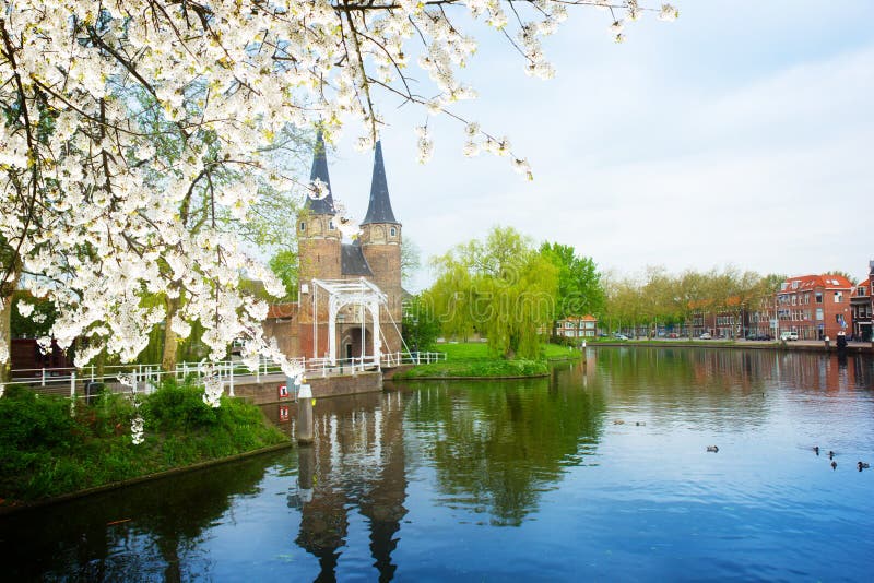 Classic View on Old Delft, Netherlands Stock Photo - Image of medieval ...