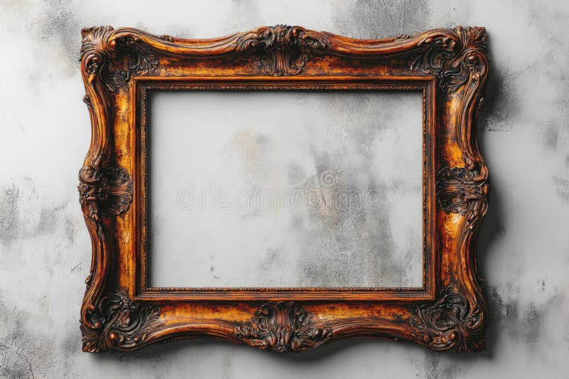 Classic Vintage Brown Wooden Frame with Cut-Out Canvas on White ...
