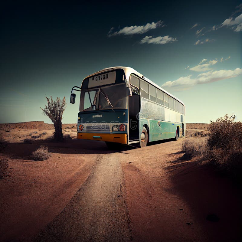 Classic Bus on Road stock illustration. Illustration of transport ...