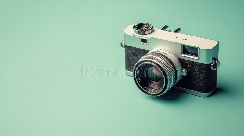 Classic Vintage Camera Placed on a Turquoise Surface Highlighting Its ...
